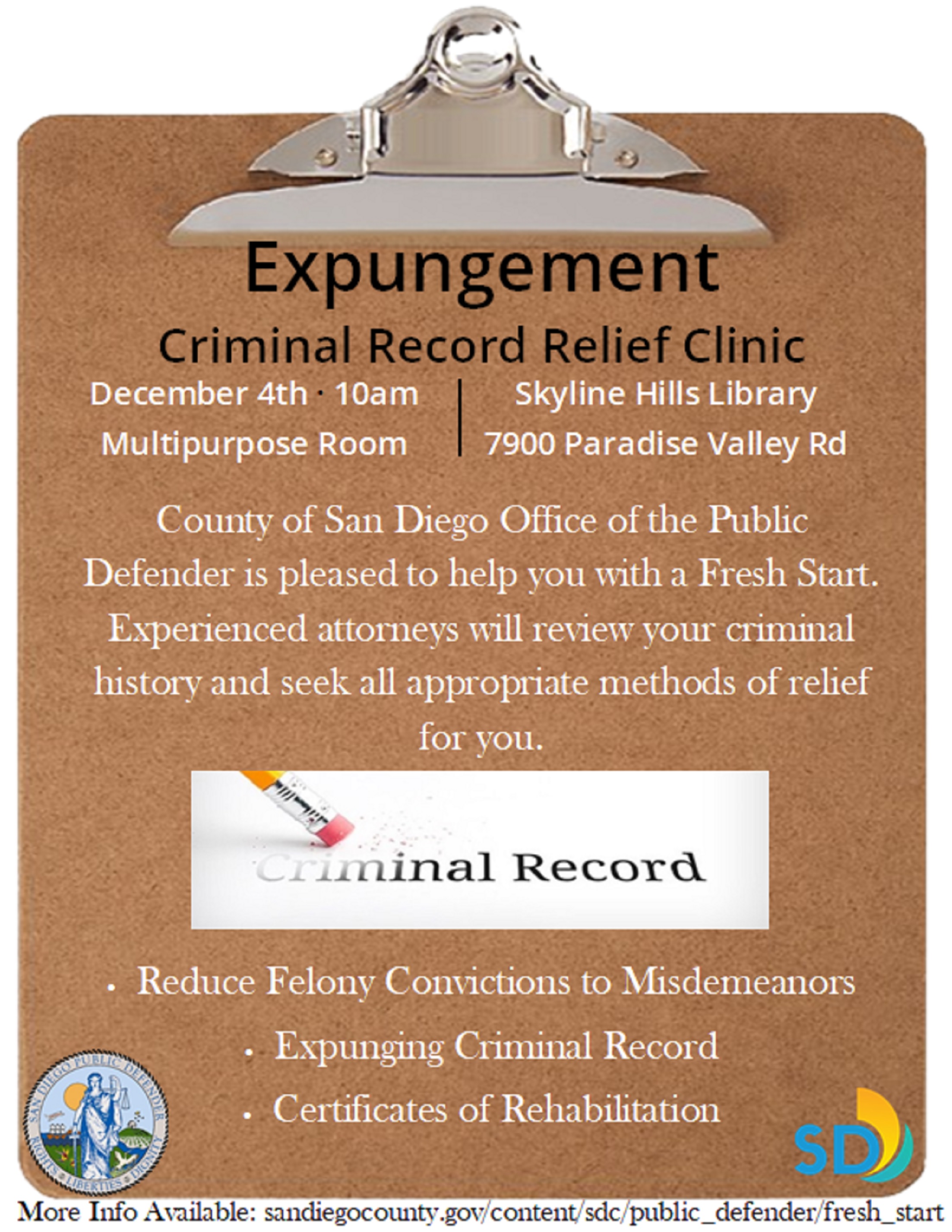 Adult Prg: Expungement Program | San Diego Public Library
